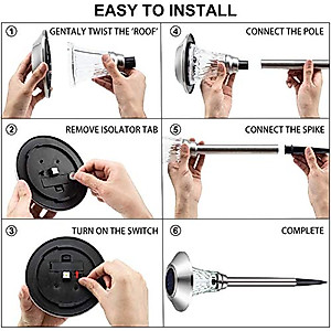 GIGALUMI 8 Pack Solar Pathway Lights, Solar Pathway Lights Outdoor Warm White, Waterproof Glass Stainless Steel Automatic Solar Landscape Lights for Patio, Yard, Lawn, Garden and Path (Silver Finish