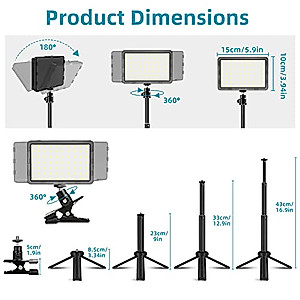 LED Streaming Key Lights, Photography Video Conference Lighting Kit with 4 Color Filters for Tabletop Photo Laptop Webcam Selfile Video Recording Computer Zoom Meetings Conferencing Game Live Stream