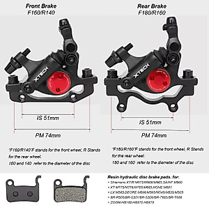 MTB Road HB-100 MTB Road Line Pulling Hydraulic Disc Brake Calipers Front & Rear Mountain Bike Disc Brake E-BIKE Disc Brake (1 Pair Black)