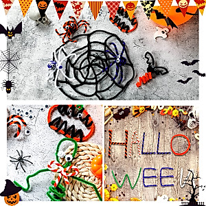 Halloween Pipe Cleaners,420 Pcs Halloween Pipe Cleaners Craft Set Including 320Pcs Pipe Cleaners &100Pcs Wiggle Googly Eyes Self Adhesive for Home&School DIY Art Crafts Daily or Halloween Decoration