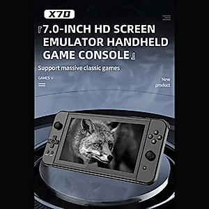 Powkiddy X70 Handheld Retro Game Console 32G 5,500+ Games, ATM7051 900 MHz, 7-Inch IPS Screen Portable Arcade Rechargeable Games Emulators for Kids and Adults (Black)