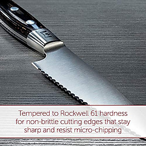 WOLF GOURMET 5.5" Serrated Knife, Ergonomic for Comfort and Control, Forged High-Carbon Stainless Steel, 12.5 Degree Angle, Durable (WGCU156S)