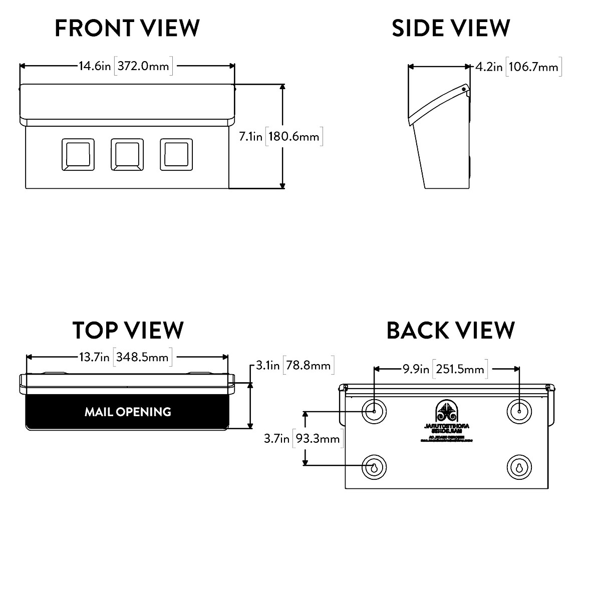 Architectural Mailboxes Wayland Galvanized Steel Wall Mount Mailbox, 2689B-10, Black, Small Capacity