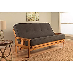 Kodiak Furniture Monterey Futon with Linen Fabric Mattress in Butternut/Gray