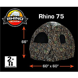 Rhino Blinds R75-RTE 2 Person Hunting Ground Blind, Realtree Edge