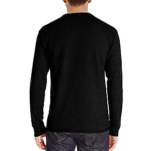 Fashion Mens Henley Shirts Classic Long Sleeve Basic Button Cotton T-Shirt with Pocket Black