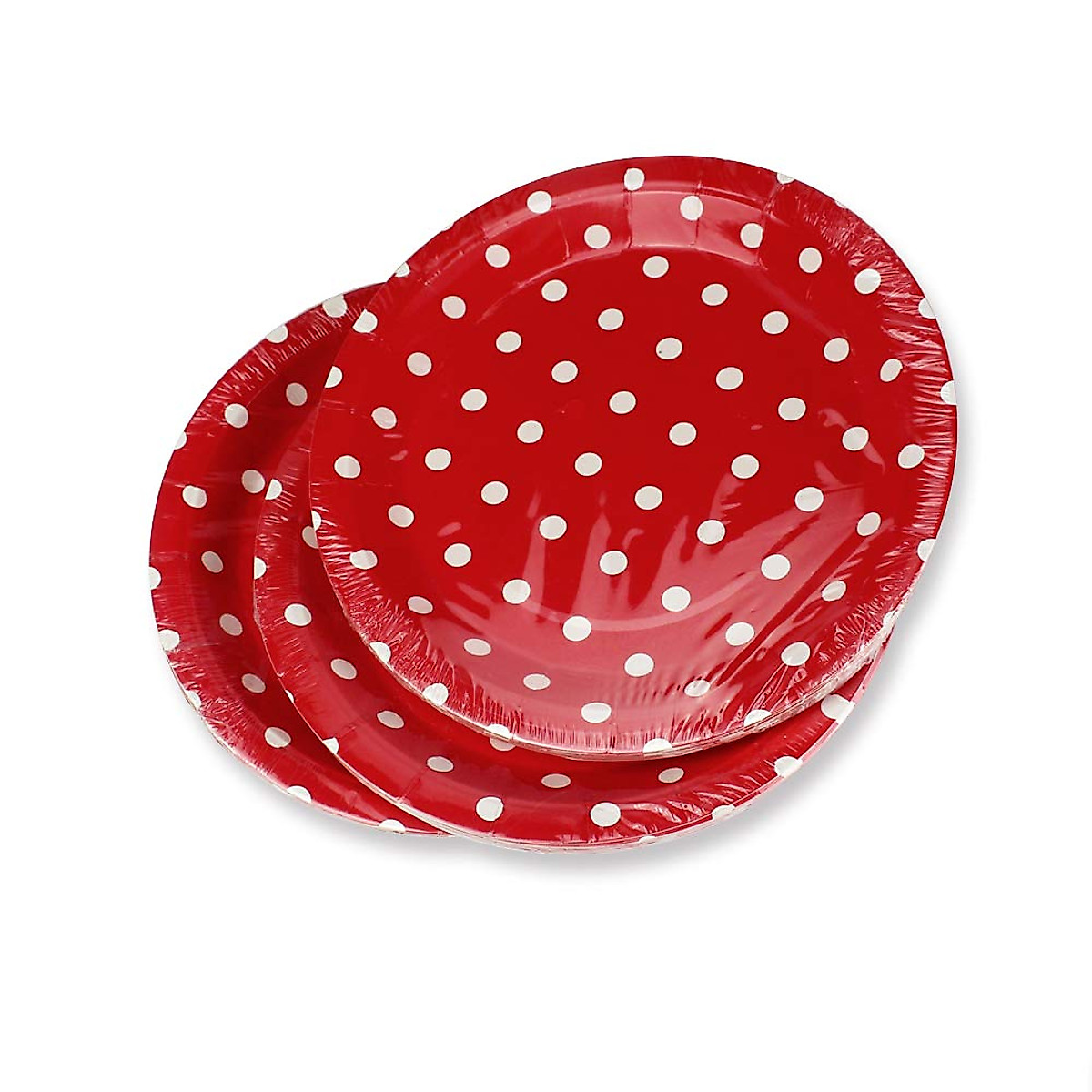 Dulousia Red Polka Dot Paper Plates 36pcs - 9inch Biodegradable Round Party Plates for Cakes, Dessert, Snack, Fruits