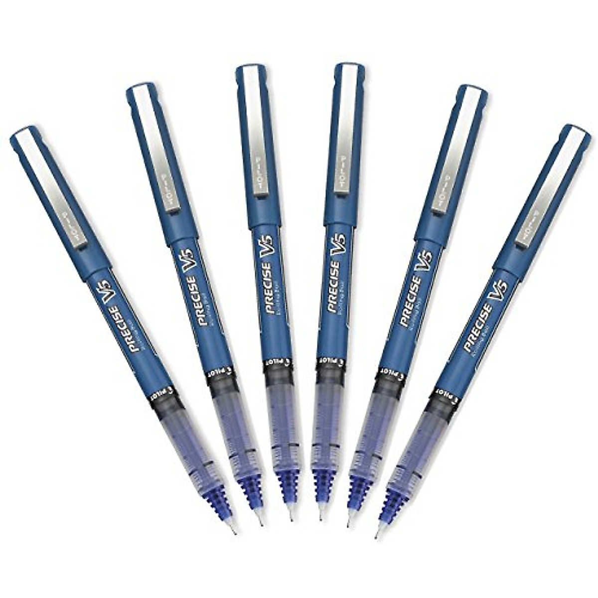 Pilot Precise V5 Stick Rolling Ball Pens, Extra Fine Point, Blue Ink, Pack Of 6
