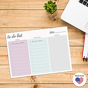 Large Work Home to Do List Sticky Notes, 8x6" inches by DAILY RITMO (Pastel)