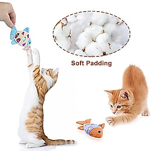 Andiker Cat Catnip Toys, 2pcs Small Cat Fish Toys with Crinkle Shine Ring Paper to Make Sound to Catch Your Cats Eyes and for Your Cats to Chew and Catch Interactive Cat Toys for indoor Cat (2pc)