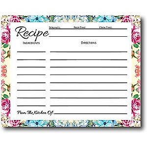 Pioneer Woman Recipe Box with Cards (50 Count Floral Recipe Cards), Recipe Card Box, Recipe Boxes, Recipe Cards 4x6 Inches, 4x6 Recipe Cards, Wooden Recipe Box (Acacia)