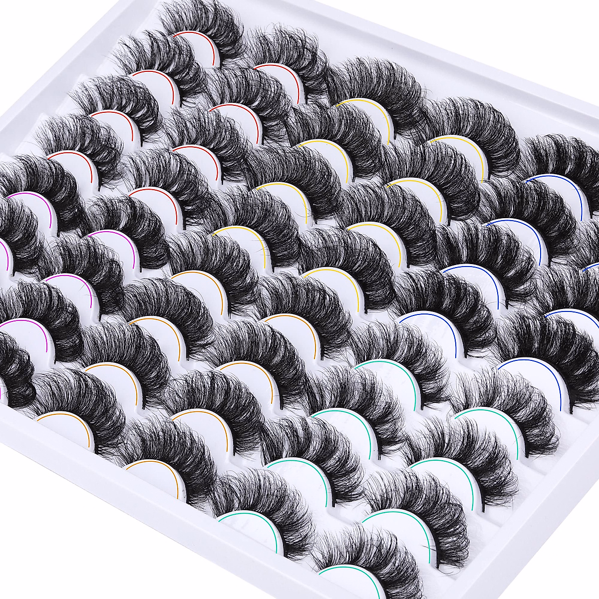 False Eyelashes 24 Pairs Mink Lashes Fluffy Dramatic 6D Volume Fake Eye Lashes that Look Like Extension 6 Styles Strip Full Curly Lashes Bulk By GVEFETIEE