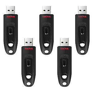 SanDisk 128GB 5-Pack Ultra USB 3.0 Flash Drive (5x128GB) - SDCZ48-128G-B5CT, Black