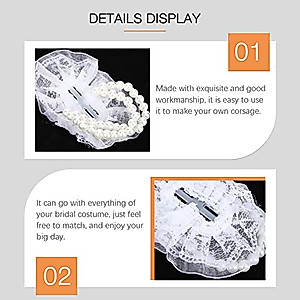 TEHAUX Bridal Wristband Pearl Bracelets Wrist Corsage Bride Accessories 12pcs Wedding Wrist Corsages Pearl Lace Corsage Wristlet Pearl Wedding Wristband Wrist Band for DIY Corsage Manual