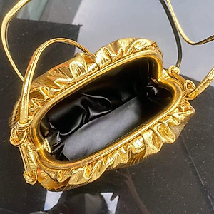 AZWBAG Small Women Dumpling Crossbody Bag Cloud Evening Bag Sparkly Clutch Purses Shoulder Bag Drawstring Strap Crossbody Bag (gold)