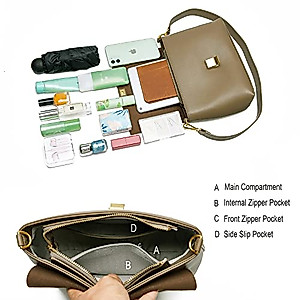 Hakkensuru Crossbody Bags for Women Designer Shoulder Bags Genuine Leather Handbag Satchel Purses with Adjustable Detachable Strap