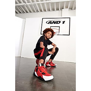 AND1 Override Girls & Boys Basketball Shoes Kids, Boys High Top Sneakers - Orange, 2 Little Kid