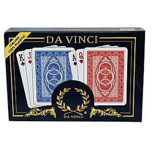 DA VINCI Ruote, Italian 100% Plastic Playing Cards, 2-Deck Poker Size Set, Regular Index, w/2 Cut Cards