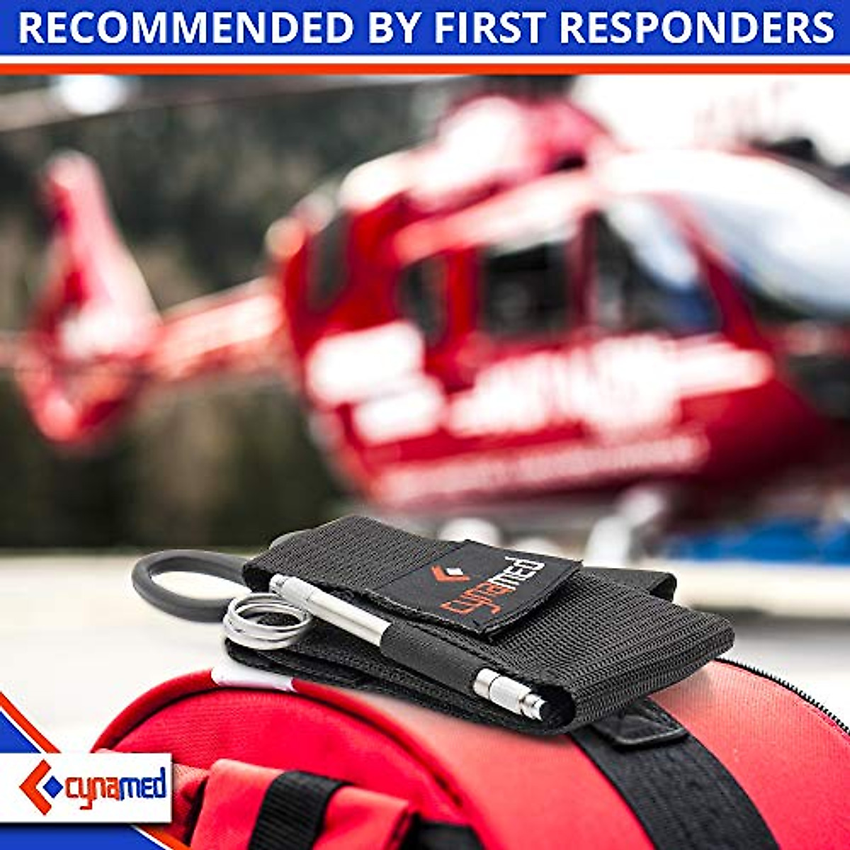 Cynamed First Responder Medical Tool Kit - Bandage Scissors, Magnetic Debris Remover, EMT Shears, Hemostat, Tweezers - Adjustable Multi-Pocket Nylon Belt Pouch - Paramedic, Nurse, Emergency Responders