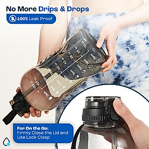 AQUAFIT 128 oz Water Bottle with Time Marker - 2in1 Straw & Chug Lid - BPA Free Big Water Bottle with Straw - Gym Water Bottle with Strap - Water Jug (128 Ounces, Nebula)