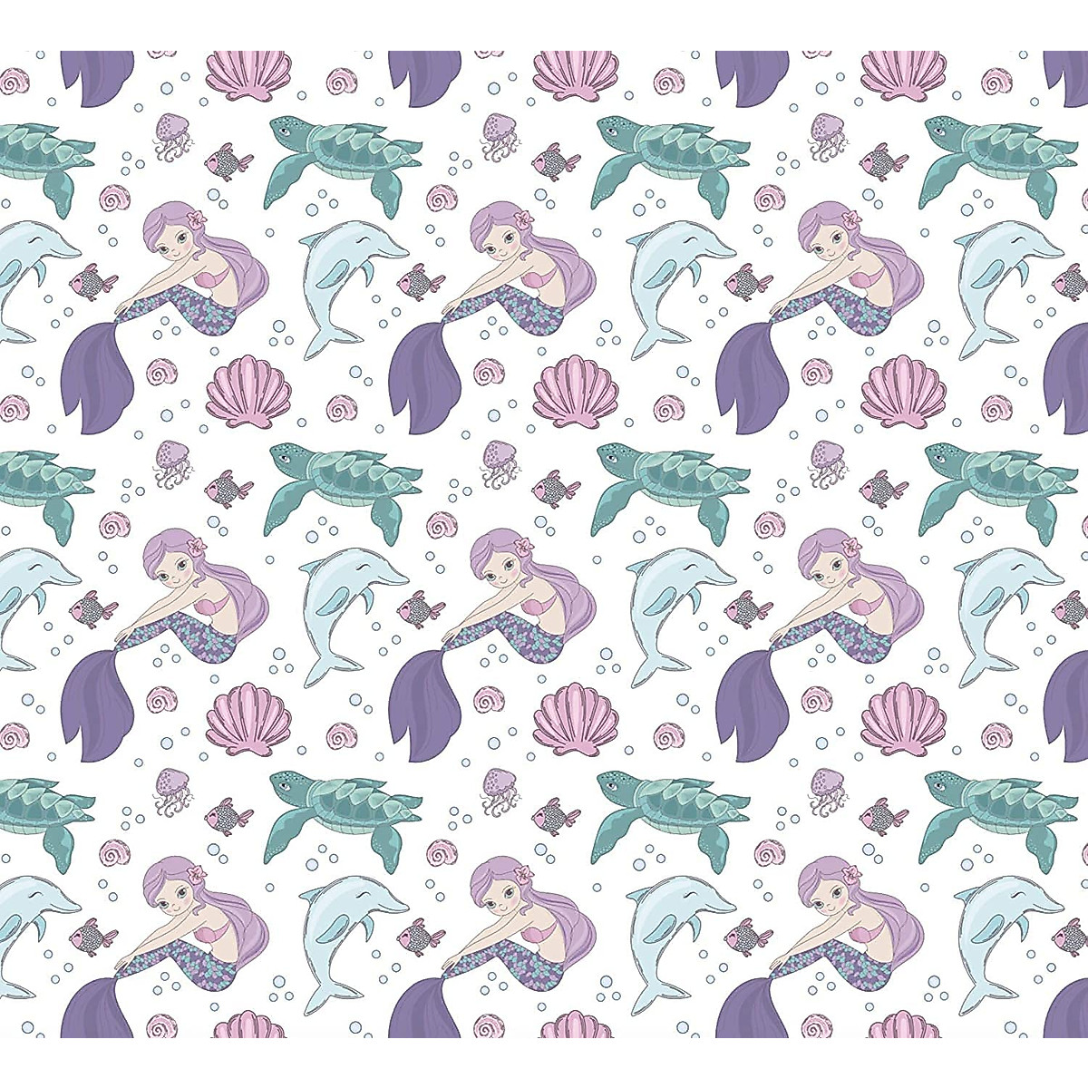 Stesha Party Mermaid Wrapping Paper Dolphin Turtle Ocean Gift Wrap 30 x 20 Inch (3 Sheets)