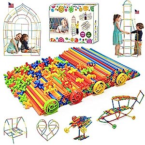 Haninsuze Straw STEM Building Toys 480 pcs Interlocking Plastic Educational Toys Engineering Building Blocks -Fun- Educational- Safe for Kids- Develops Motor Skills-Construction Blocks