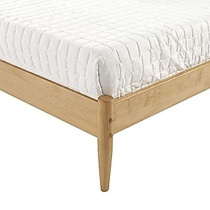 Camaflexi MidCentury Platform Bed / Solid Wood / No Box Spring Needed, Mattress Support: 12 Slats, 3 Center Supports and 2 Support Legs/ Scandinavian Oak, Queen.