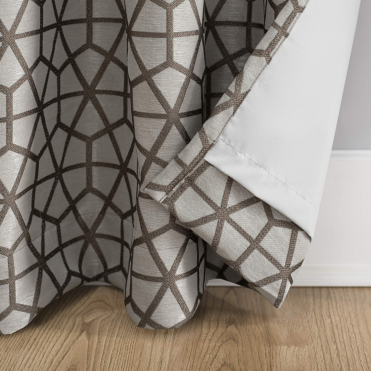 Sun Zero Verve Twill Mosaic Thermal Extreme Total Blackout Grommet Curtain Panel, 52" x 84", Cocoa Brown/Cream