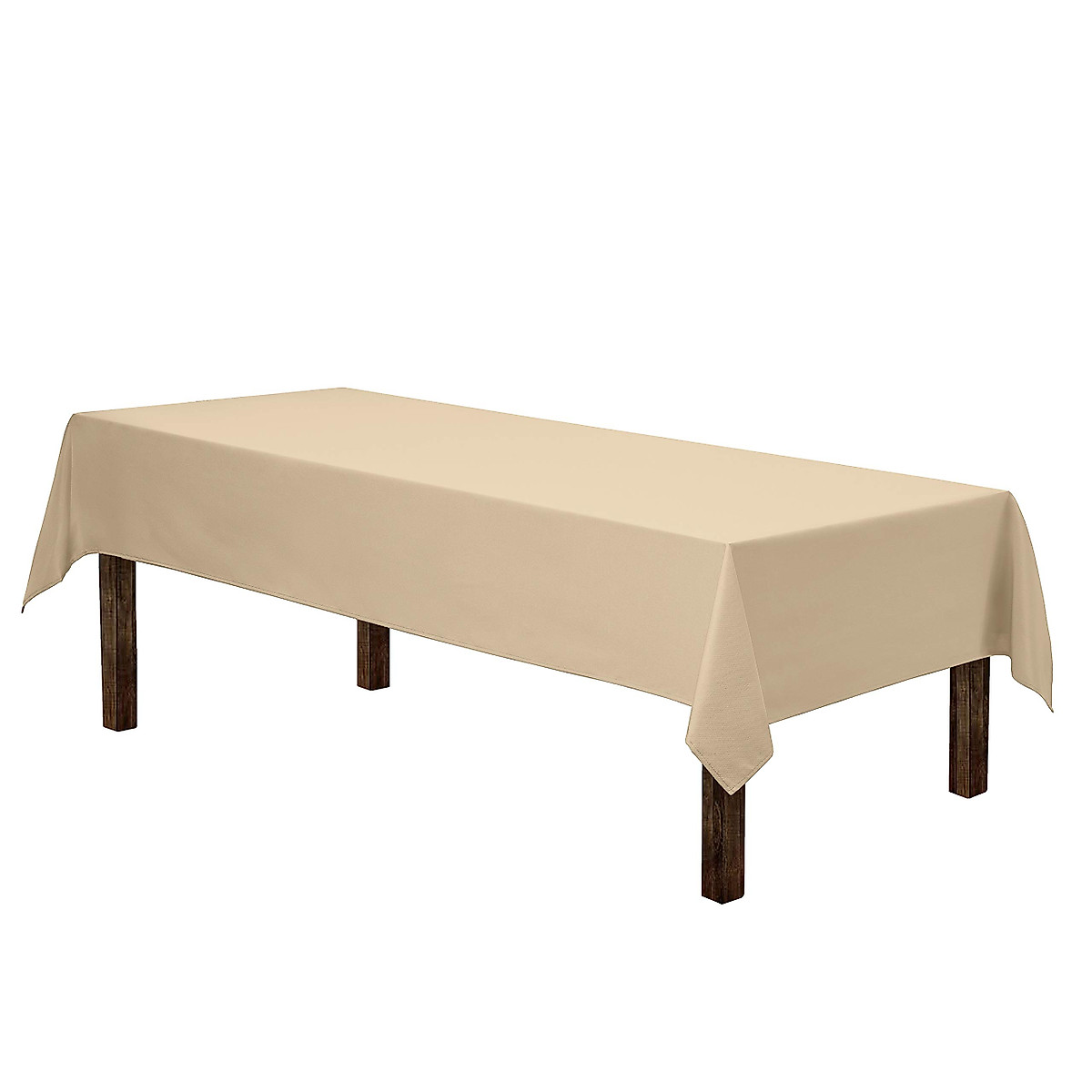 Gee Di Moda Rectangle Tablecloth - 60 x 102 Inch Beige Table Cloth for 6 Foot Rectangle Table - Heavy Duty Washable Fabric - for 6 Ft Buffet Table, Holiday Party, Dinner, Wedding & Baby Shower