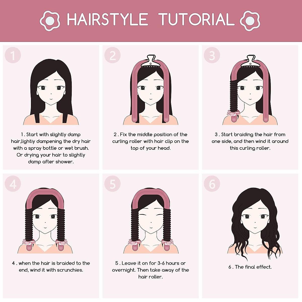 Heatless Hair Curlers For Long Hair, No Heat Hair Curlers Spiral Silk Curlers Hair Rollers, Heatless Curling Rod Headband, DIY Hair Styling Tools for Long Hair To Sleep In Overnight, 39.4 Inch (Pink)