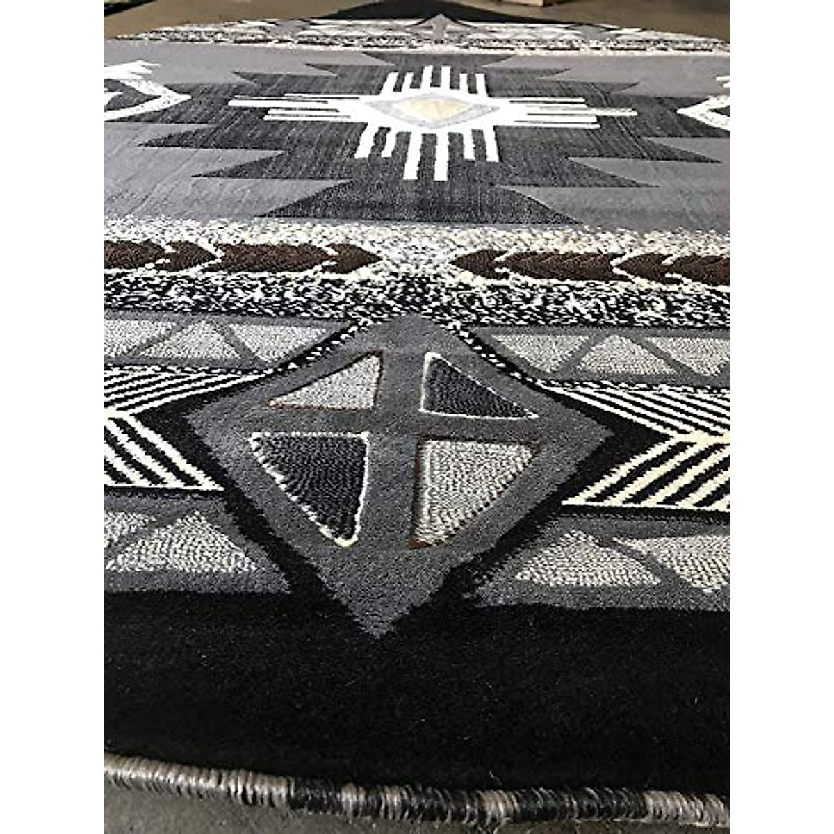Champion Rugs Southwestern Navajo Aztec Native American Geometric Area Rug Gray (5 Feet X 7 Feet Oval)