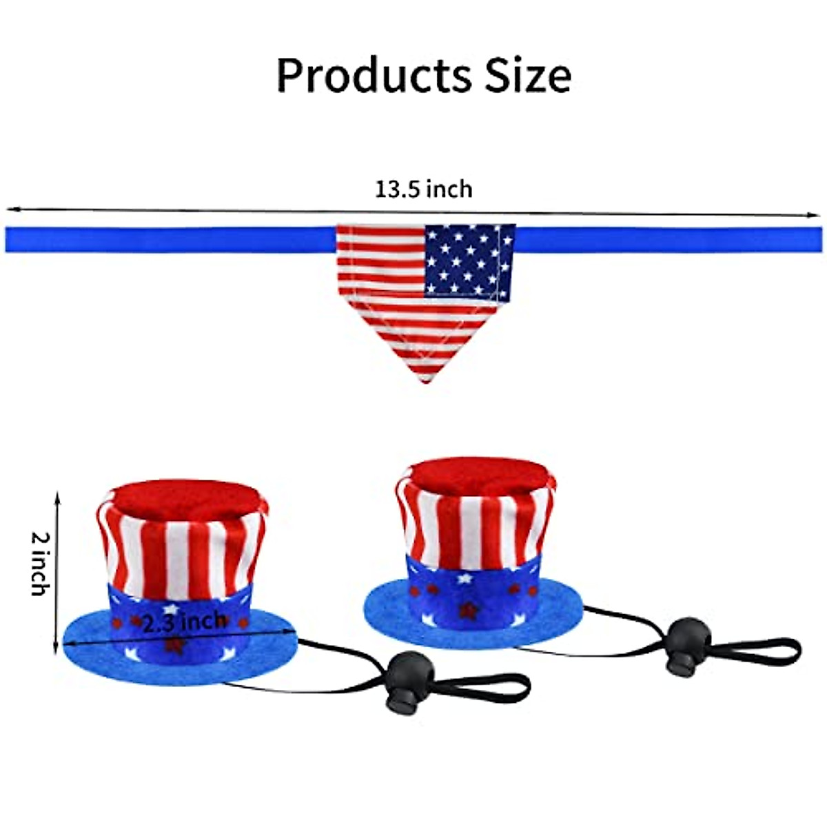 Vehomy 4Pcs Independence Day Bearded Dragon Costume 4th of July Bearded Dragon Hats Lizard Bandanas Lizard Uncle Sam Hat American Flag Hat Lizard Flag Bandana Scarf for Hamster Leopard Gecko