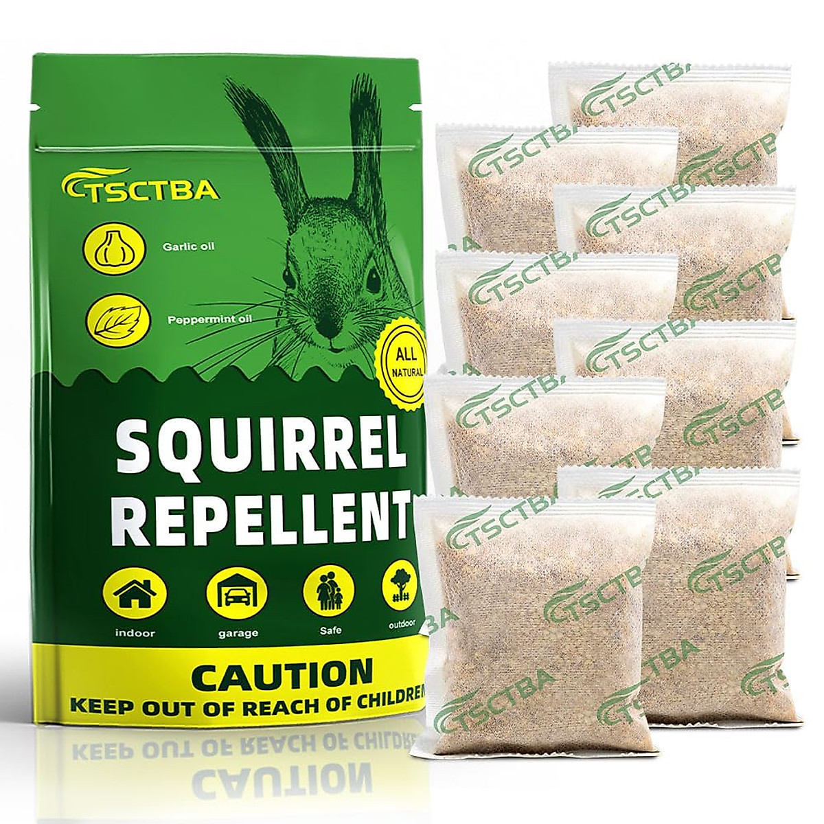 Ksqurelnb Squirrel Repellent Outdoor, Chipmunk Repellent Outdoor for Plants, Squirrel Deterrent, Keep Squirrels Away from Garden, Get Rid of Squirrels, Mint Squirrel Repellents for Attic-8P