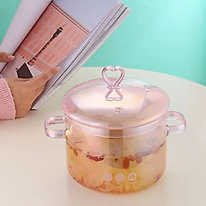 Cooking Pot Lid Retro Double Handle Stew Pot Borosilicate Cookware Soup Stews