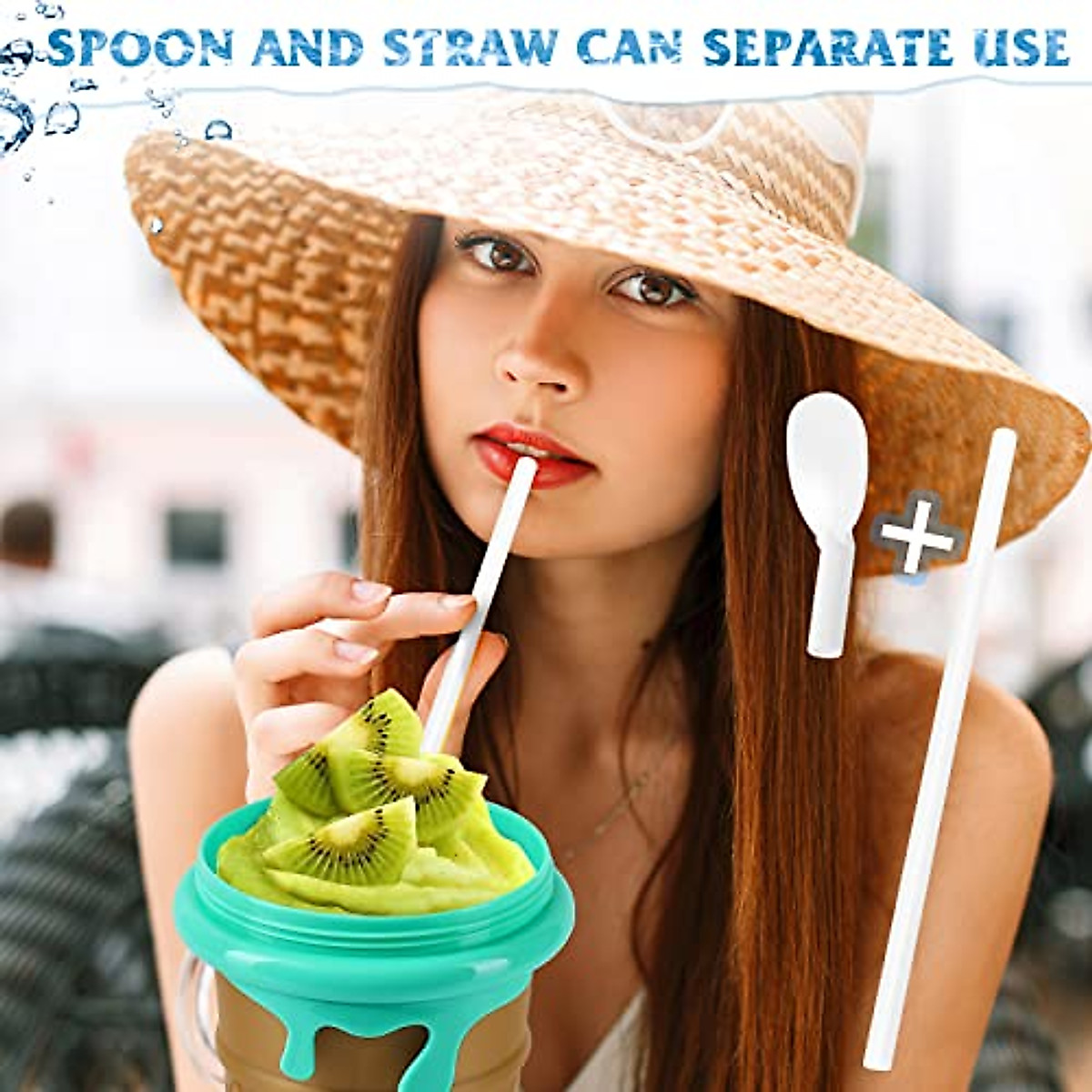 New 500ml Slushie Maker Cup, Large Capacity TIK TOK Magic Quick Frozen Smoothies Cup, Cooling Cup, Double Layer Squeeze Slushy Maker Cup, Happy Gifts for Kids (Coffee)
