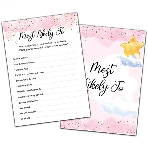 Slumber Party Games for Adults, Most Likely To - Sleepover Games Card, Blush Pink Pajama Party Game Idea, Birthday Party Supplies & Activity, Set of 30 Game Cards-A10