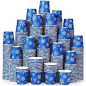 500 Pcs Tasting Paper Cups 2oz Disposable Mouthwash Cup Mini Beverage Drinking Cup Small Snack Cup for Kid Adult Home Bathroom Kitchen Picnic Travel Events Party Supplies Favors (Snowflake)