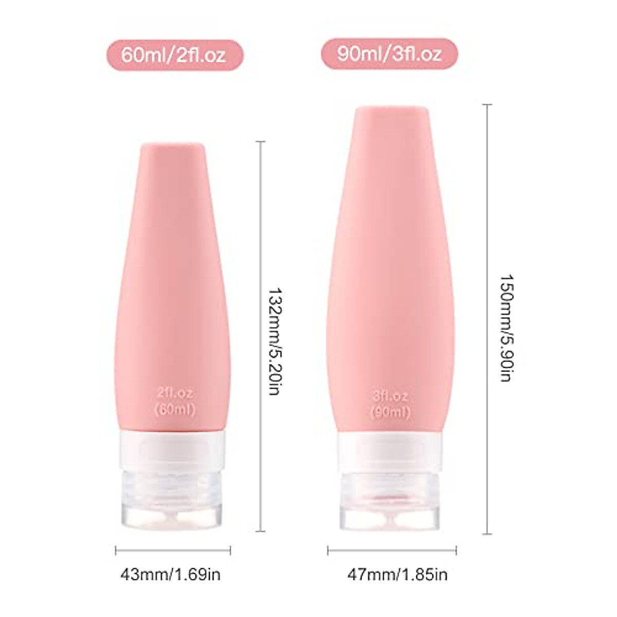 hejhncii Portable Silicone Travel Bottles Refillable Toiletry Containers for Shampoo Conditioner Body Wash Lotion Reusable Refillable Toiletry Containers