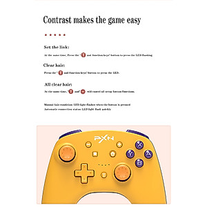 PXN 9607X Wireless Switch Controller,switch Pro Controller Gamepad Joystick Support NFC/Amibo/Turbo Screenshot/Gyrox Axis and Dual Vibration,Switch controller for N-Switch/Lite/OLED (Yellow)