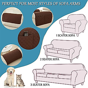 ZGDDPZA Sofa Armrest Cover,1/2/3 Seater Sofa Headrest Slipcovers with Pocket Nonslip Armchair Cover Quilted Water Proof Furniture Protector for Recliner Couch (Coffee,1 Seat Recliner 3 pc)
