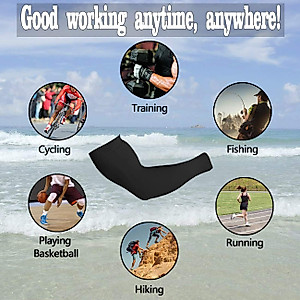 Feeke Arm Sleeves - 4 Pairs Anti-Slip Compression Sleeves for Cycling, Running and Outdoor Sports, Black