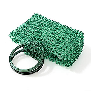 Abvokury YUSHINY Women Colored Transparent Beaded Acrylic Handbag Evening Handmade Bags for Wedding Party (Green)