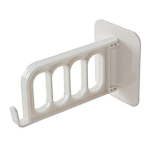 Dous Folding Wall Mounted Clothes Hanger, No Hole Punching No Trace Installation Wall Coat Rack, 4 Holes Wall Multi-Functional Hanger for Balcony Clothes, Keys, Bathroom, Wardrobe Storage