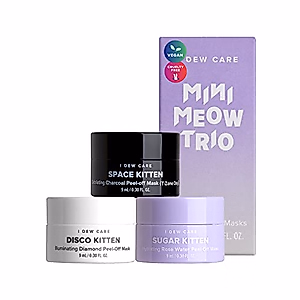 I DEW CARE Peel Off Face Mask Set - Mini Meow Trio | Travel Size, Spa day, Gift Set, Hydrating, Illuminating, Exfoliating