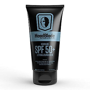 HeadBlade HeadLube SPF 50 Men's Lotion and Sunscreen - No Greasiness, Sweat Resistant, Formulated for Face, Body & Scalps - Water Resistant for 80 Minutes, 5 fl oz