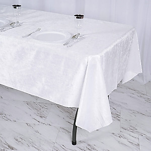 Tableclothsfactory 60 x 102 Inch White Rectangle Tablecloth - Premium Velvet Table Cloth for Wedding, Party, Banquet, and Events
