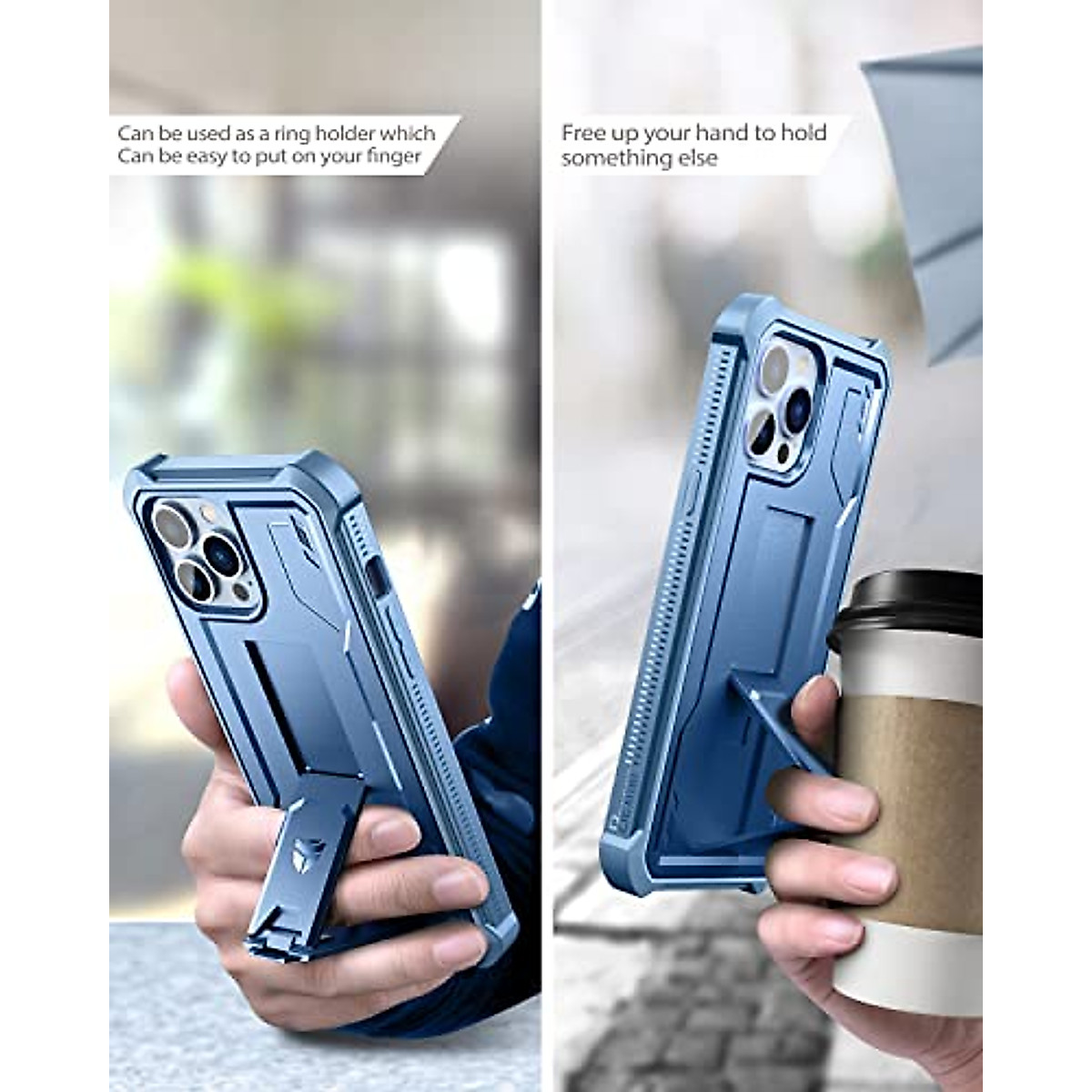 Dexnor for iPhone 13 pro max Case 6.7 Inch 2021, [Built in Screen Protector and Kickstand] Heavy Duty Military Grade Protection Shockproof Protective Cover for iPhone 13 pro max,Sierra Blue