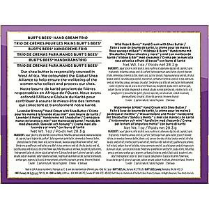 Burt's Bees Christmas Gifts, 3 Body Care Stocking Stuffers Products, Hand Cream Trio Set - Lavender Honey, Watermelon Mint & Wild Rose Berry Shea Butters