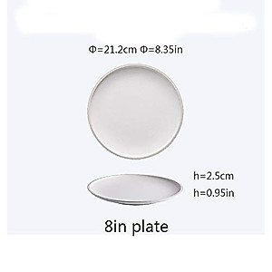 Ceramic Dinner Plates Everyday Use Breakfast Plate, Matte Glazed Dessert, Salad, Appetizer plate, 8 Inch Round Steak plate, Four Soft Color Salad Pasta Dinner Plates (Color : Gray, Size : 2pack)