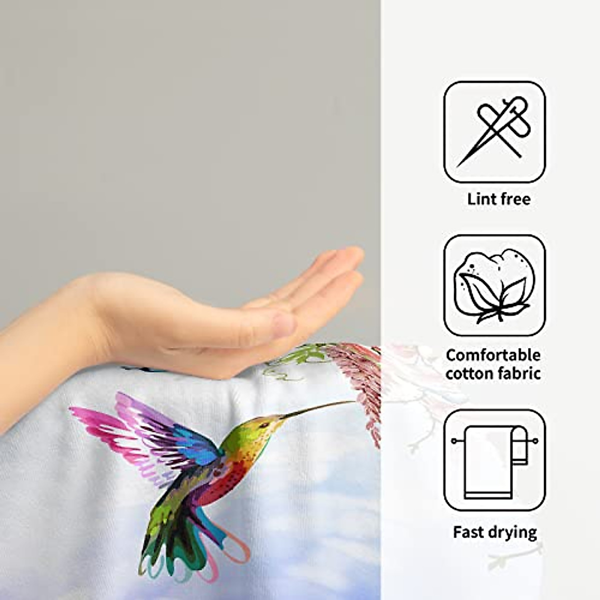 Pink Floral Hand Towels Set of 2 Hummingbird Butterfly Soft Absorbent Guest Bath Towel Kitchen Dish Towel Spa Home Bathroom Decorations